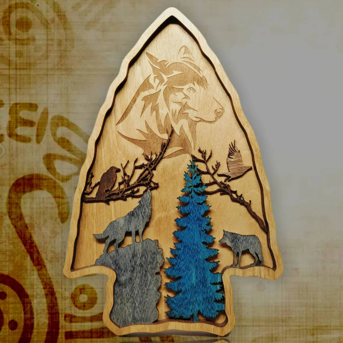 Wood Art - Wolf Arrow Head – Echo Base Printing